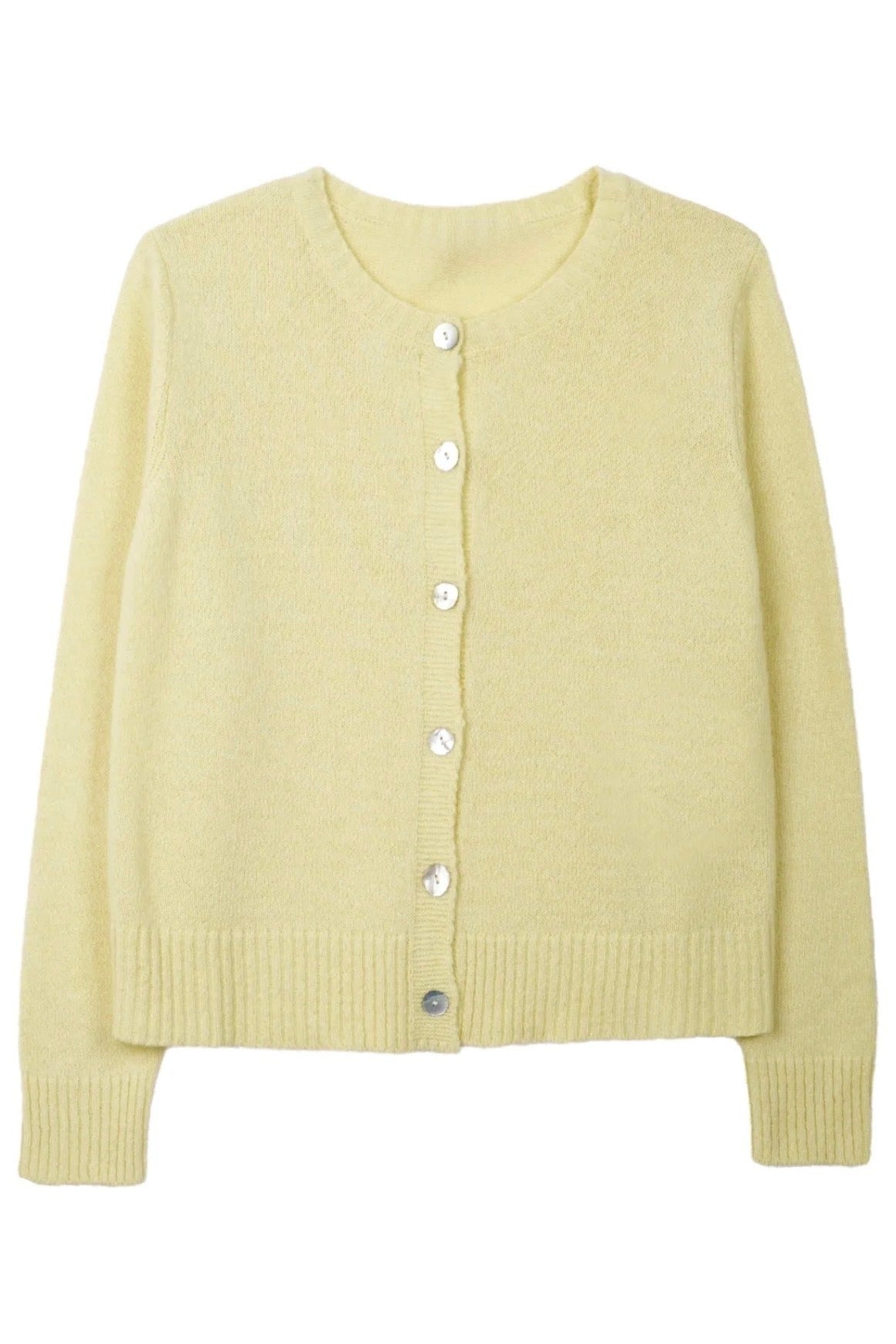 Sylvie Crew Neck Button Cardigan | Lemon – south of the river