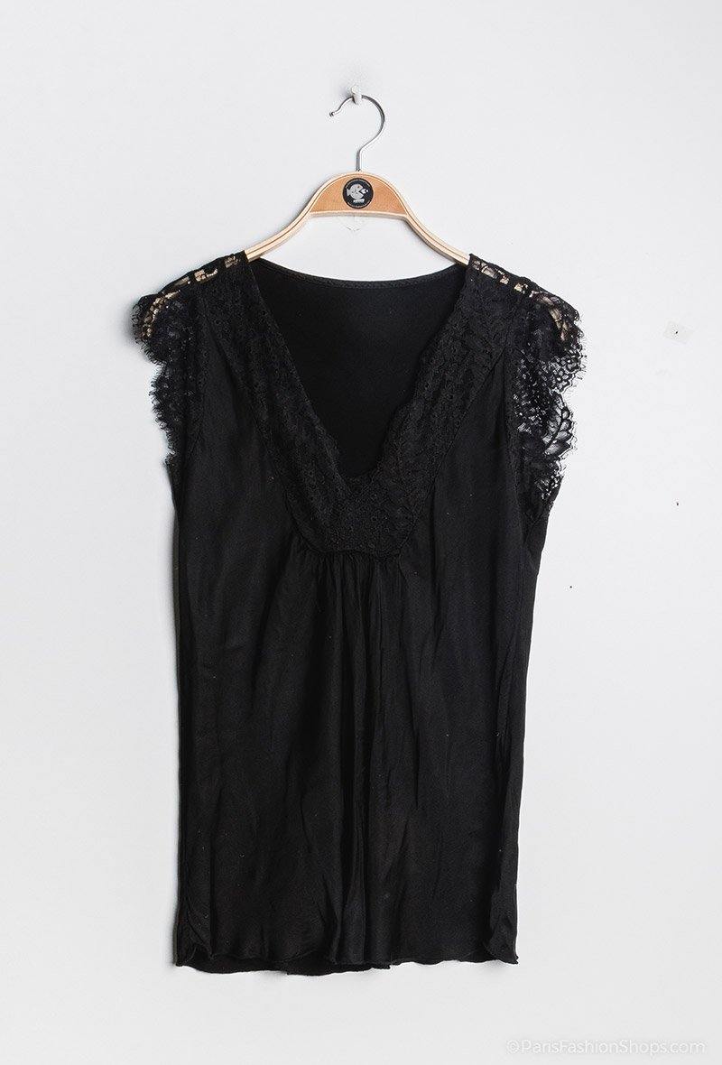 Lace Trim V Neck Top | KHAKI – south of the river